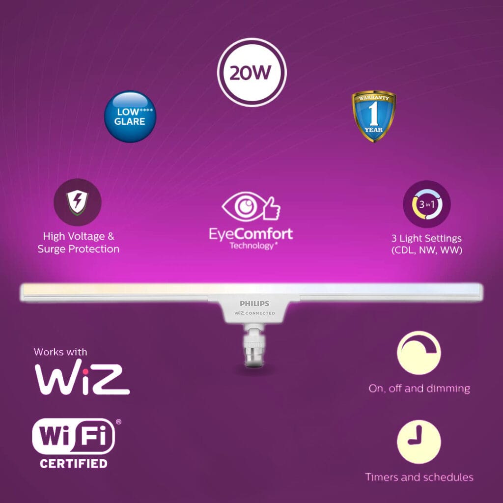 Philips Smart Wi-Fi LED T-Beamer WiZ Connected - 20W (Tunable White ...