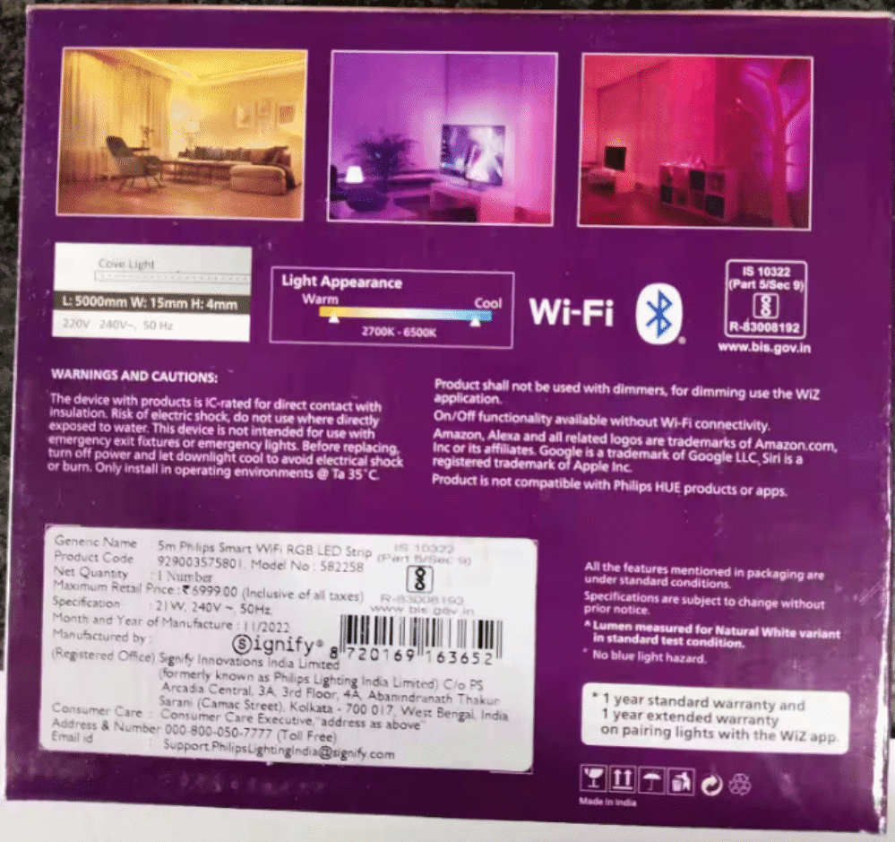 Philips WiZ Smart WIFI RGB LED Strip 21W With Driver And Controller ...