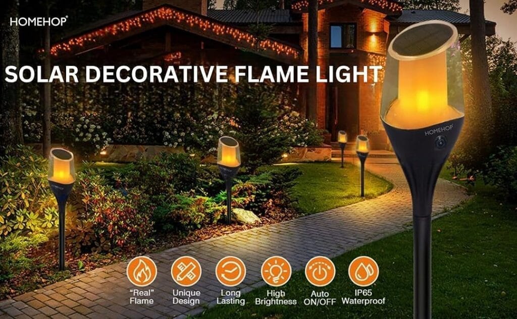 Solar Garden Pathway Flickering Light - LED Flame Lights For Outdoor ...