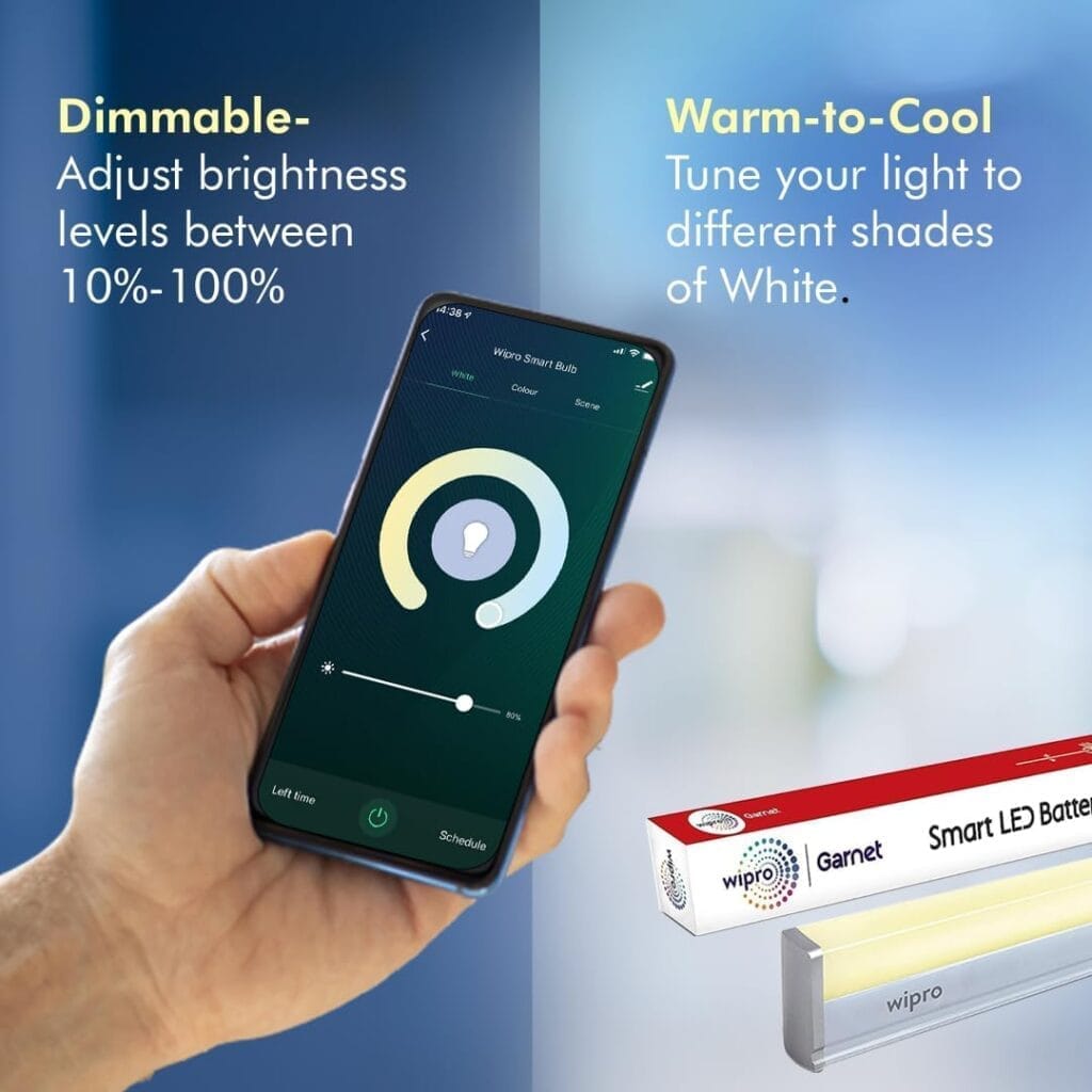 Wipro Smart LED Tube Light CCT 20W - WiFi Tunable White 4 Feet Batten