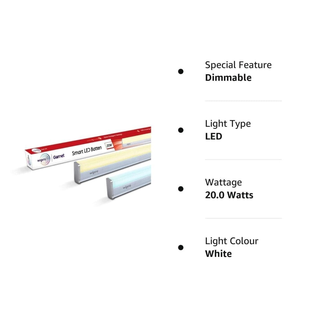 Wipro Smart LED Tube Light CCT 20W - WiFi Tunable White 4 Feet Batten