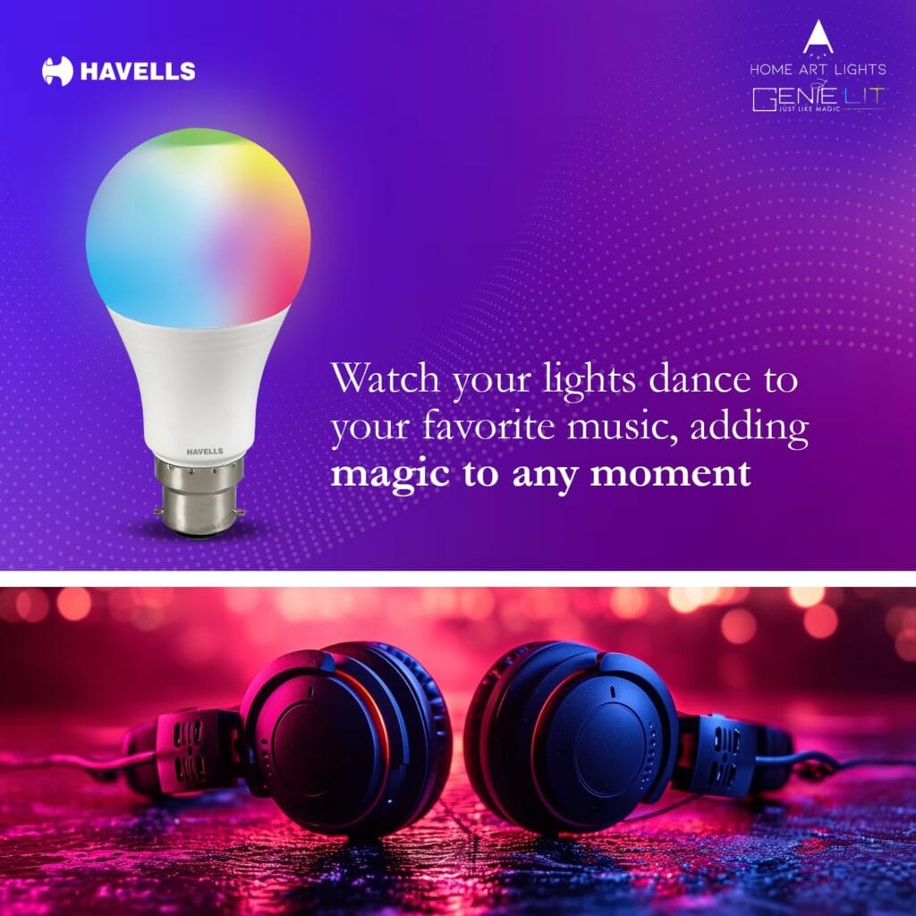 Havells Glamax Smart WiFi RGB LED Bulb With Music Sync | 9W, B22 (16M ...