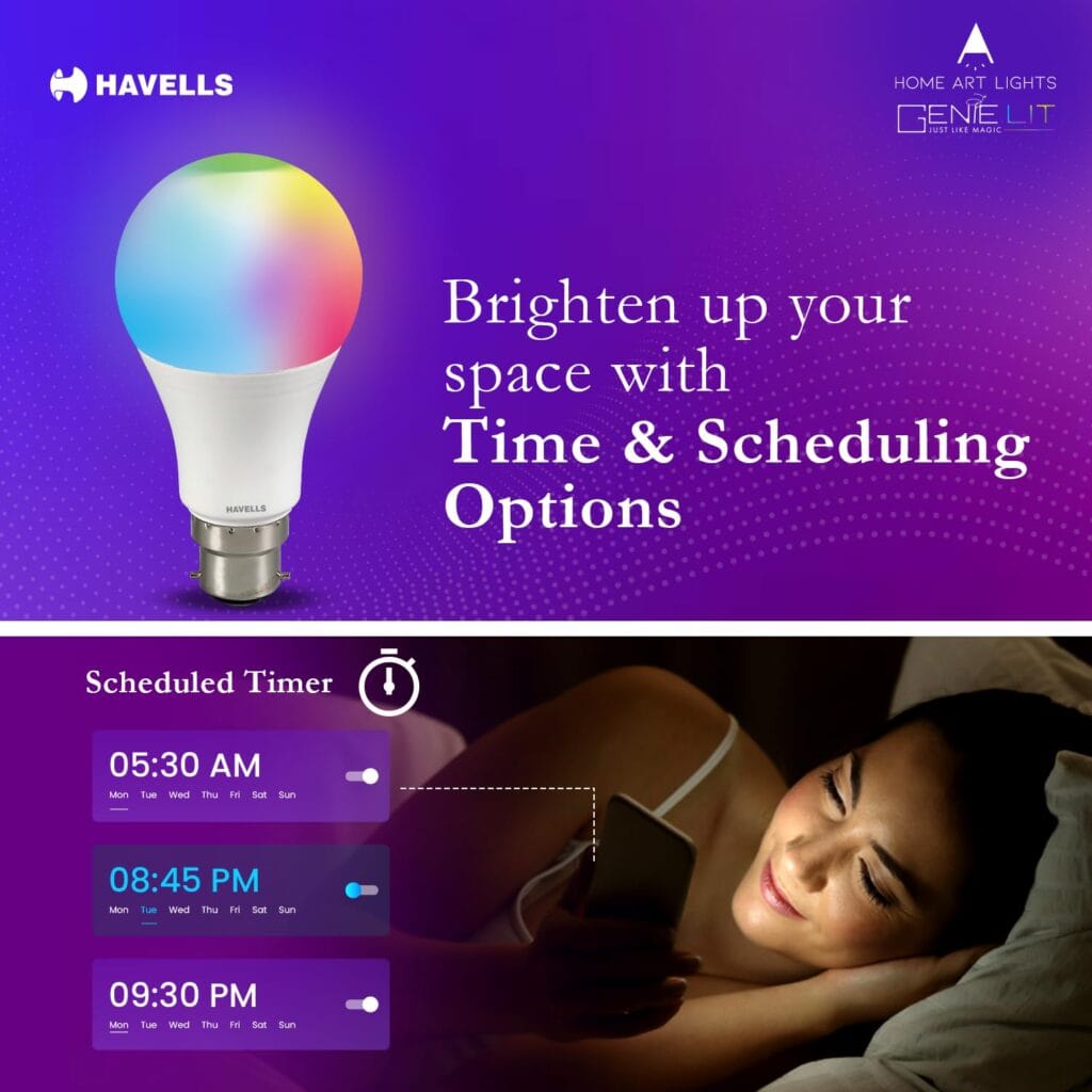 Havells Glamax Smart WiFi RGB LED Bulb With Music Sync | 9W, B22 (16M ...