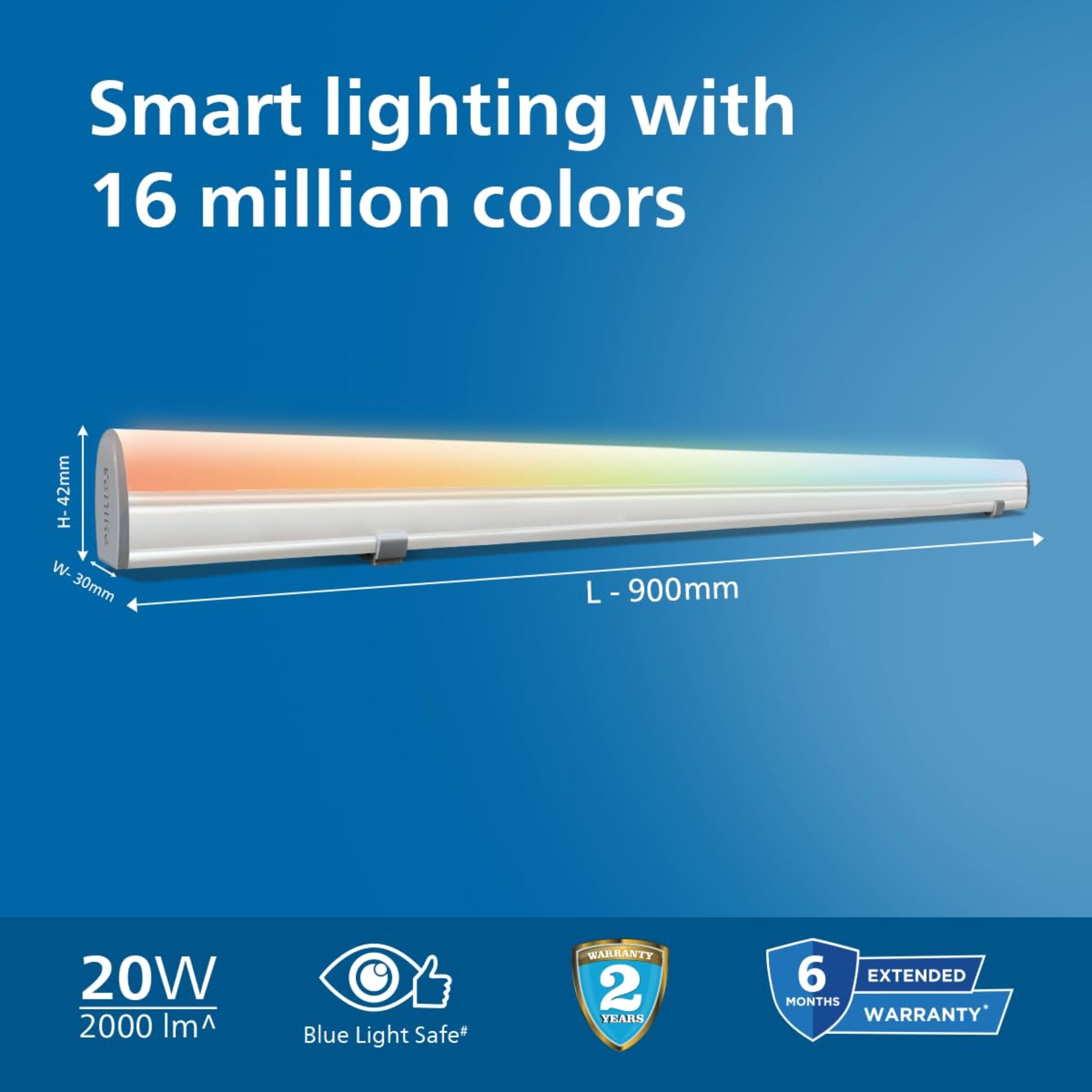 Philips Smart RGB Tube Light 20W 3Ft Full Color WiZ WiFi LED Batten ...