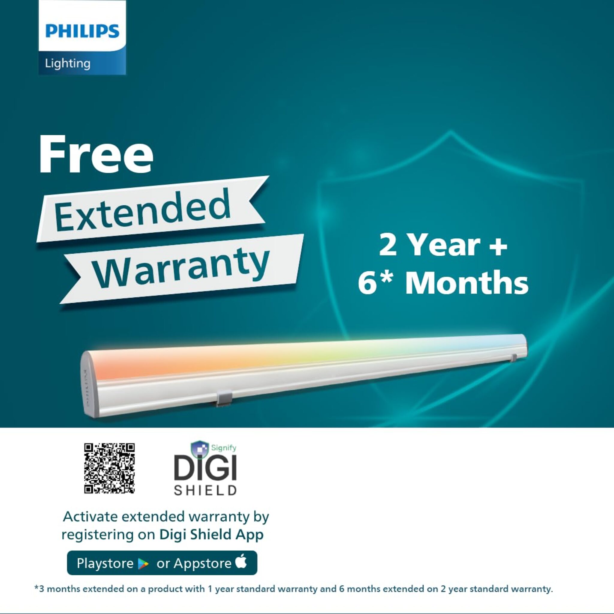 Philips Smart RGB Tube Light 20W 3Ft Full Color WiZ WiFi LED Batten ...