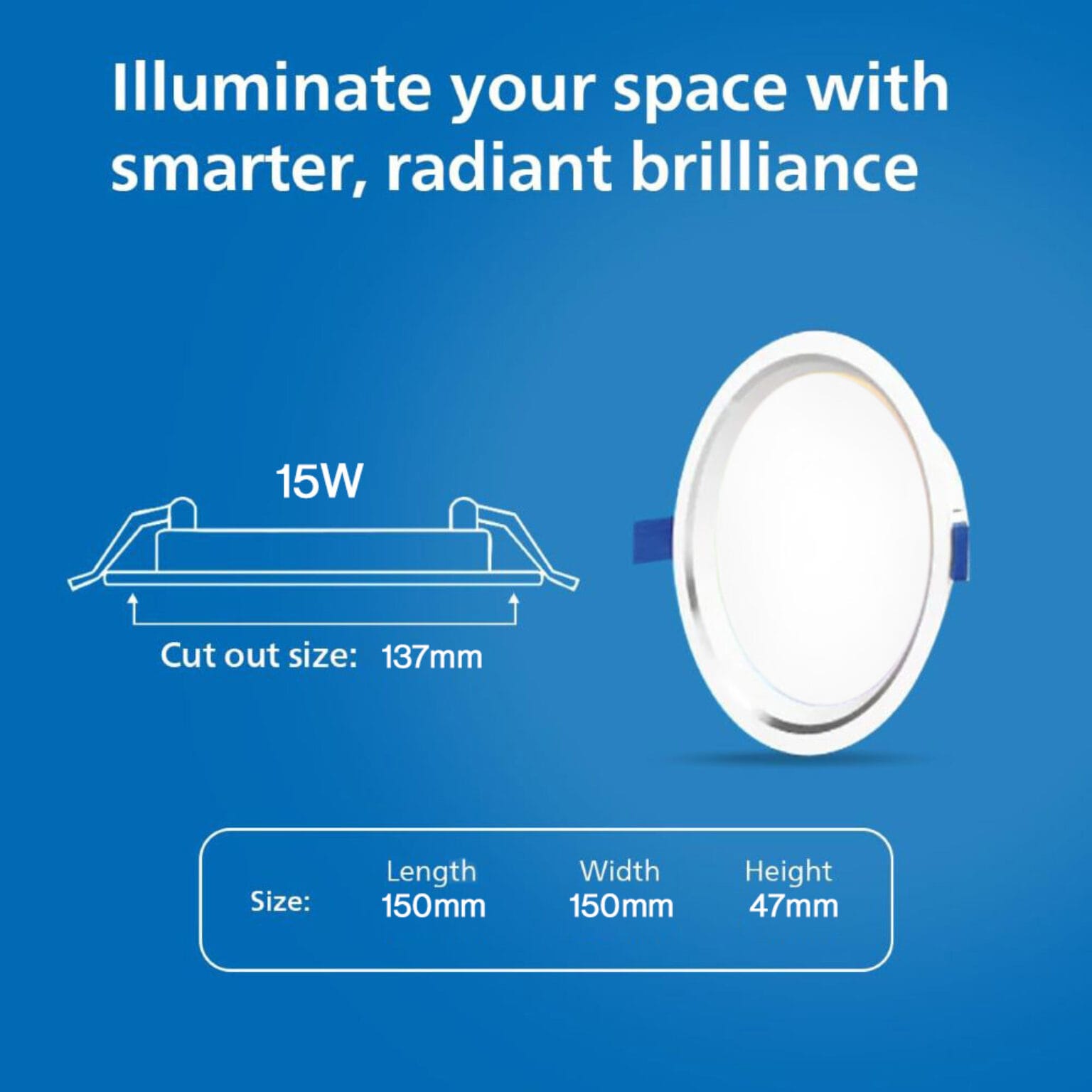 Philips Smart WiFi Aura Dimmable Downlight 15W - WW/NW/CW | WiZ Dim DL
